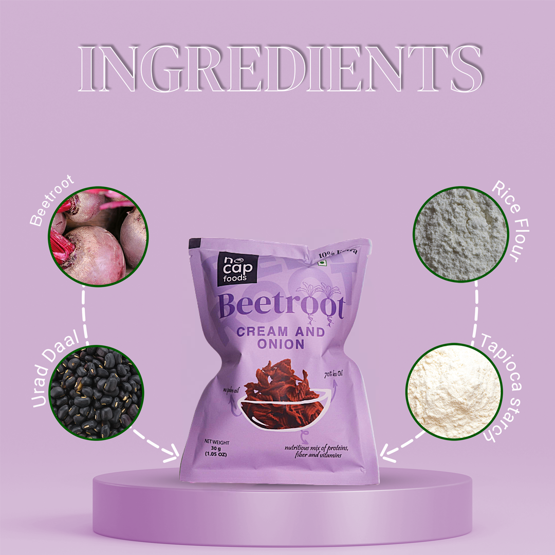 Beetroot Cream and Onion Chips 30 Gm – NoCap Foods